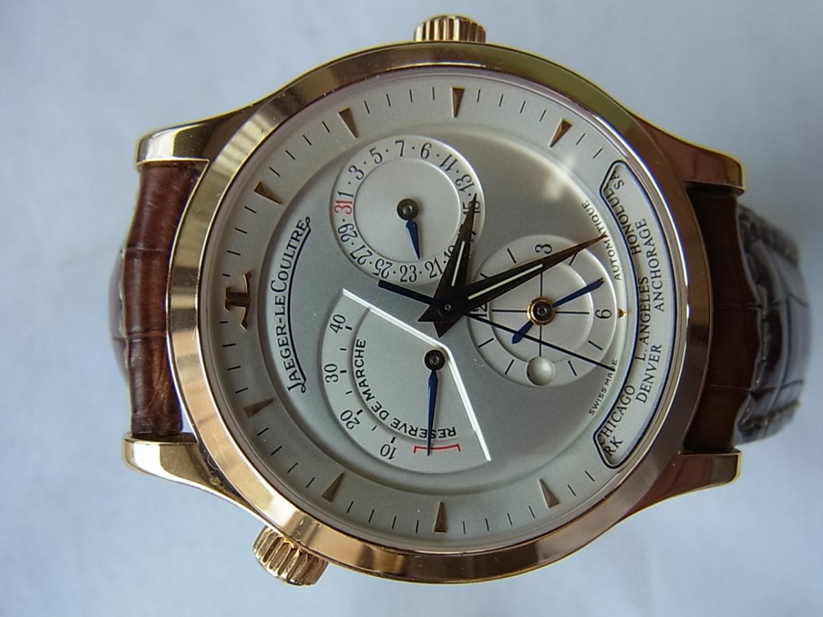 Q1422420高価買取事例－ジャガールクルト マスター シルバートライアングル文字盤 ポインターデイト ワールドタイム パワーリザーブ ...