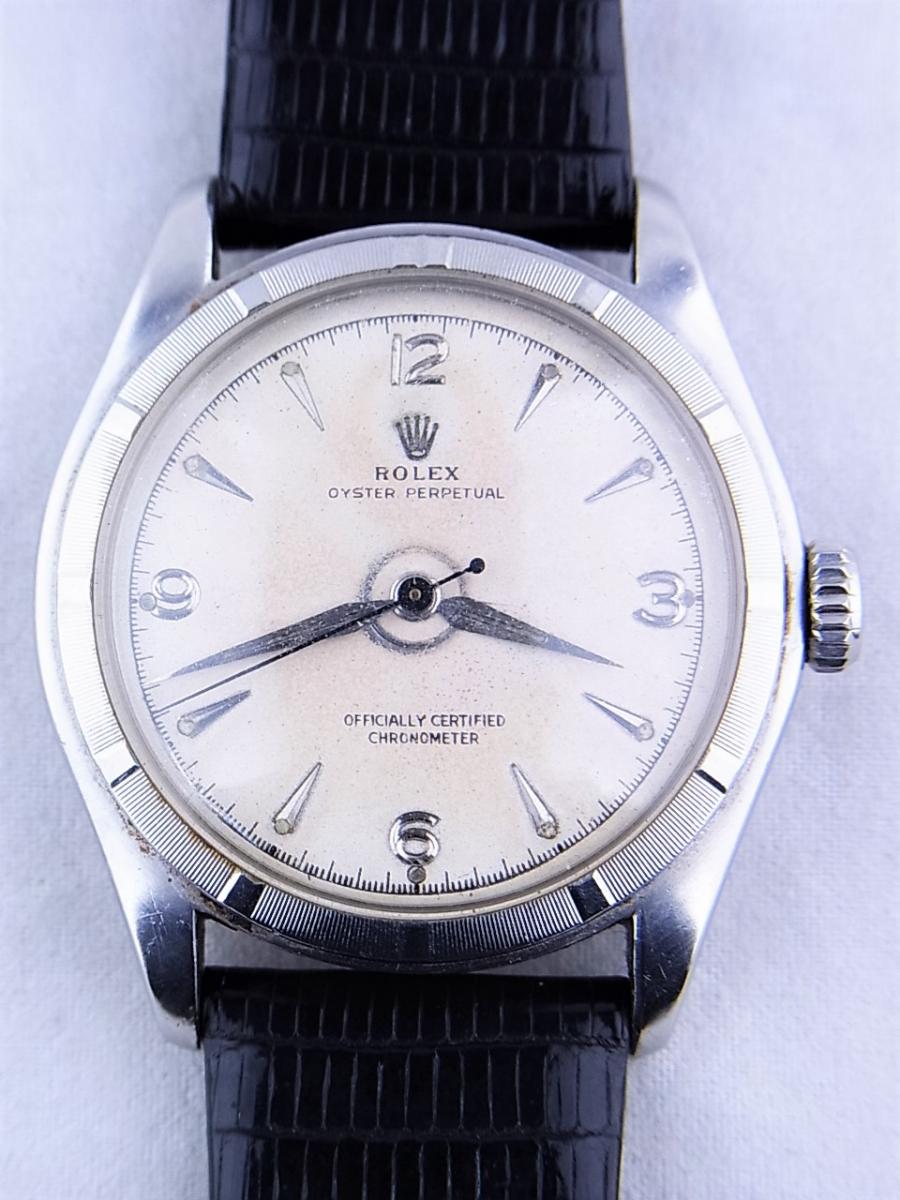 6107高価買取事例－ロレックス オイスターパーペチュアル 6107 白文字盤 バブルバック(アンティーク)｜時計買取のピアゾ
